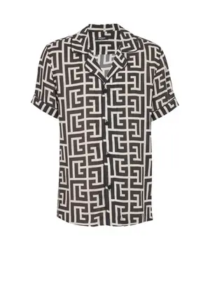 Balmain Pyjama Shirt With Monogrammed Print - Black