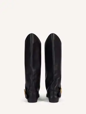 Balmain Flat Leather Twist Boots