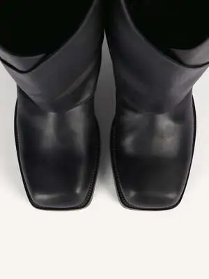 Balmain Flat Leather Twist Boots