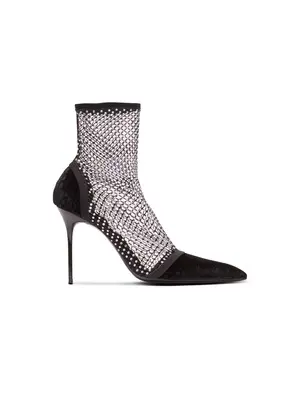 Balmain Mesh Heeled Ankle Boots - Black