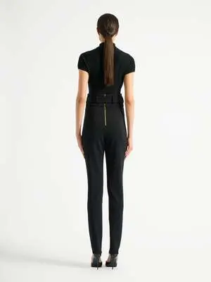 Balmain Stretch Milano Jersey Trousers With Anthem Buckle Belt