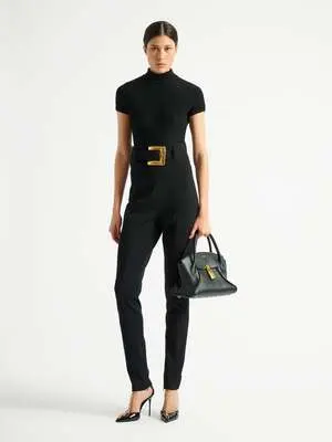 Balmain Stretch Milano Jersey Trousers With Anthem Buckle Belt