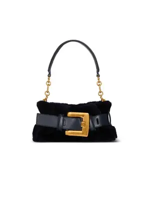 Balmain Mini Anthem Shearling Bag - Navy