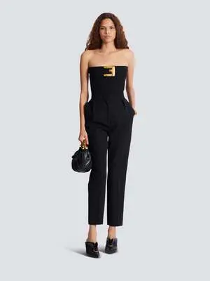 Balmain Crepe Bustier Bodysuit With Belt