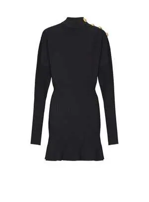 Balmain Short Flared Knit Dress - Black