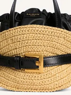 Balmain Shuffle Mini Raffia Bag - Brown
