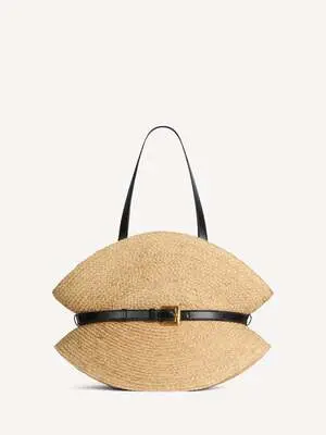 Balmain Shuffle Medium Bag In Raffia - Brown