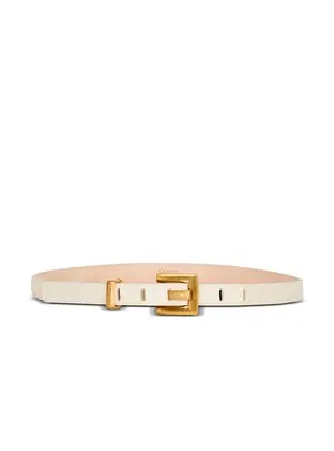 Balmain Anthem Narrow Leather Belt - Beige