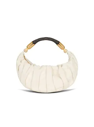 Balmain Gathered Calfskin Leather Bag - Beige