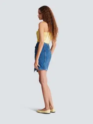 Balmain Mini Denim Skirt With Buckle Belt