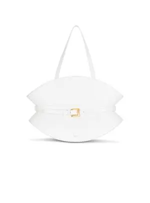 Balmain Shuffle Bag In Calfskin Leather - White