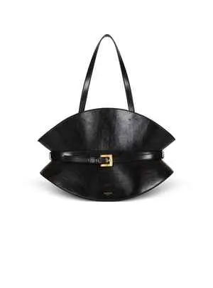 Balmain Shuffle Bag In Calfskin Leather - Black