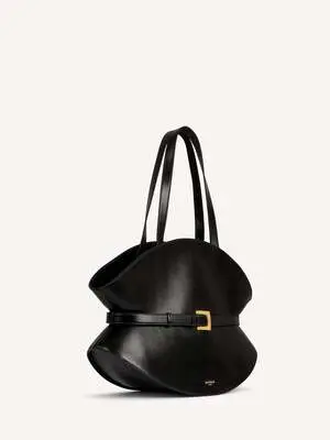 Balmain Shuffle Bag In Calfskin Leather - Black