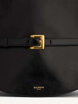 Balmain Shuffle Bag In Calfskin Leather - Black