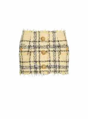Balmain Glitter Tweed Mini Skirt - Yellow