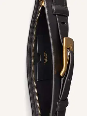 Balmain Anthem Calfskin Leather Clutch - Black