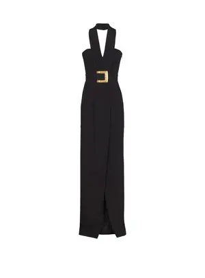 Balmain Long Crepe Dress With Belt