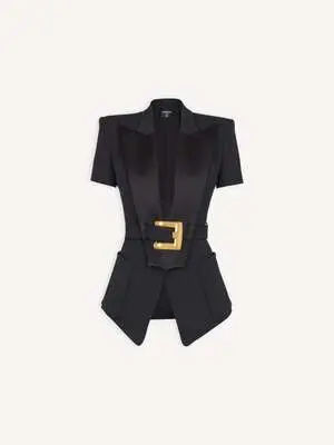 Balmain Grain De Poudre Belted Jacket - Black