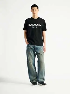 Balmain T-shirt With Balmain Paris Print Black