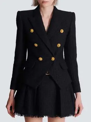 Balmain Tweed Jacket With Lion Head Buttons