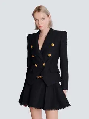 Balmain Tweed Jacket With Lion Head Buttons
