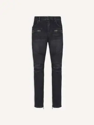 Balmain Biker Jeans In Vintage Denim - Black