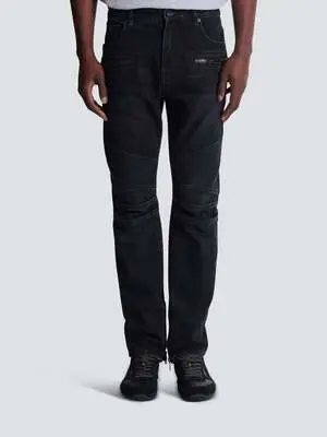 Balmain Biker Jeans In Vintage Denim - Black