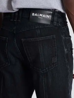 Balmain Biker Jeans In Vintage Denim - Black