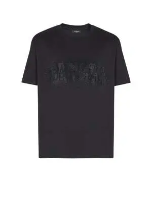 Balmain T-shirt With Embroidered Crystal Spray Effect