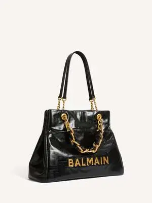 Balmain 1945 Soft Crackled Leather Tote