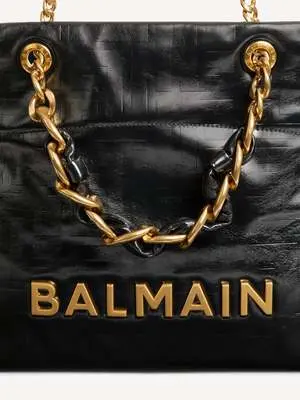 Balmain 1945 Soft Crackled Leather Tote