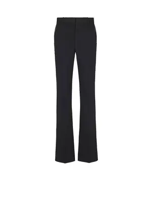 Balmain Straight-leg Wool Trousers With Crystal Embroidery - Black