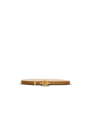 Balmain Embossed Calfskin T-bar Belt - Brown