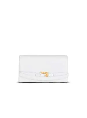 Balmain Shuffle Calfskin Wallet With Chain - White
