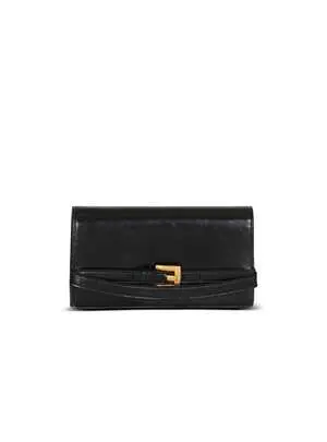 Balmain Shuffle Calfskin Wallet With Chain - Black