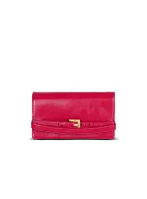Balmain Shuffle Calfskin Wallet With Chain - Pink