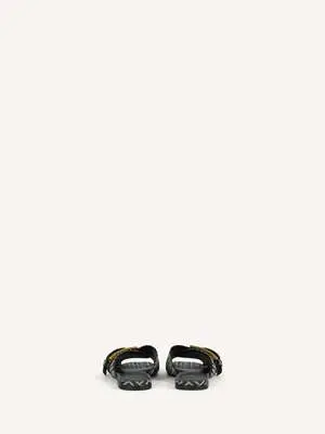 Balmain Flat Monogram Jacquard Anthem Sandals - Black