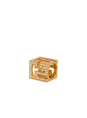 Balmain Pb 3d Rhinestone Cube Ring - Silver