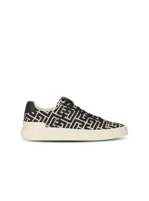 Balmain Monogram Jacquard B-court Sneakers - White