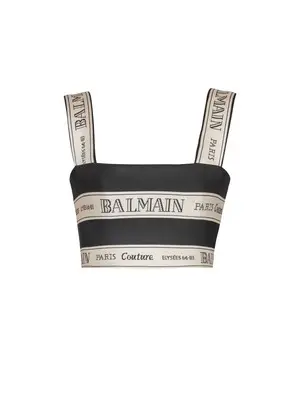 Balmain Ribbon Jacquard Crop Top