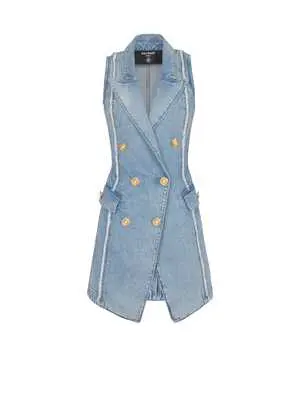 Balmain Six-button Denim Mini Dress