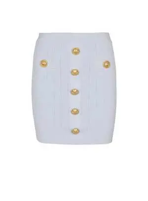 Balmain Ribbed Knit Button Detailed Skirt
