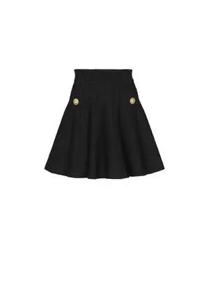 Balmain Flared Knit Mini Skirt - Black