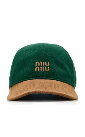 Miu Miu Cotton Baseball Cap - Green