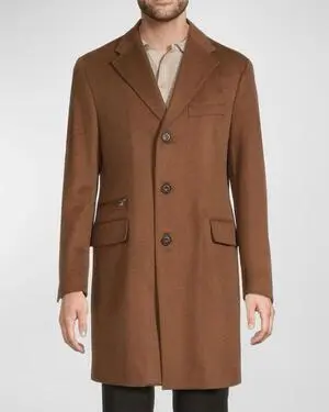 Corneliani Virgin Wool Top Coat With Zip Insert - Beige