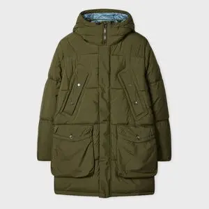 Paul Smith PS Paul Smith Recycled Polyester Hooded Puffer Parka Coat - Green