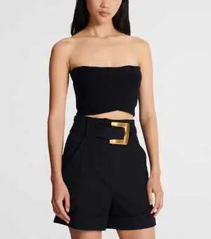 Balmain Rib-knit Bandeau Top - Black