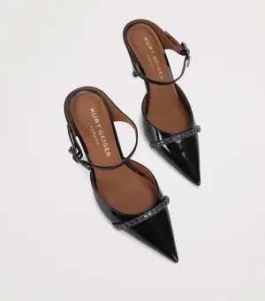 Kurt Geiger Patent Leather Embellished Point Mules