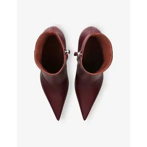 Amina Muaddi Barbara 90 Leather Heeled Ankle Boots - Wine