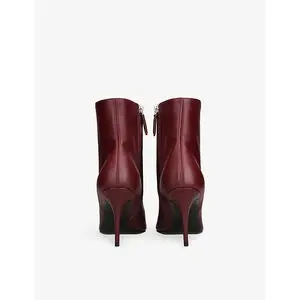 Amina Muaddi Barbara 90 Leather Heeled Ankle Boots - Wine
